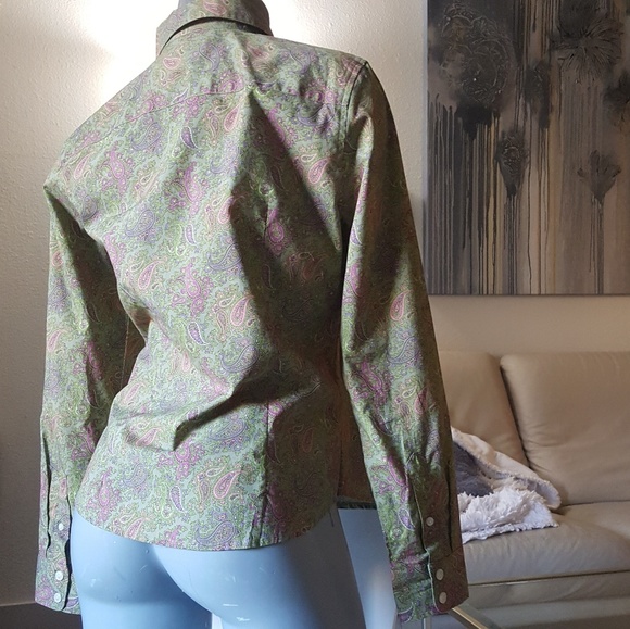 Charter Club | Tops | Green Pink Purple Paisley Professional Work Shirt ...
